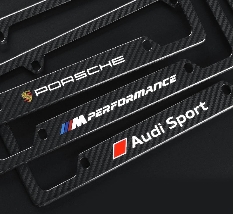 Porsche Carbon Fiber License Plate Frame 4 Holes - Pepacar